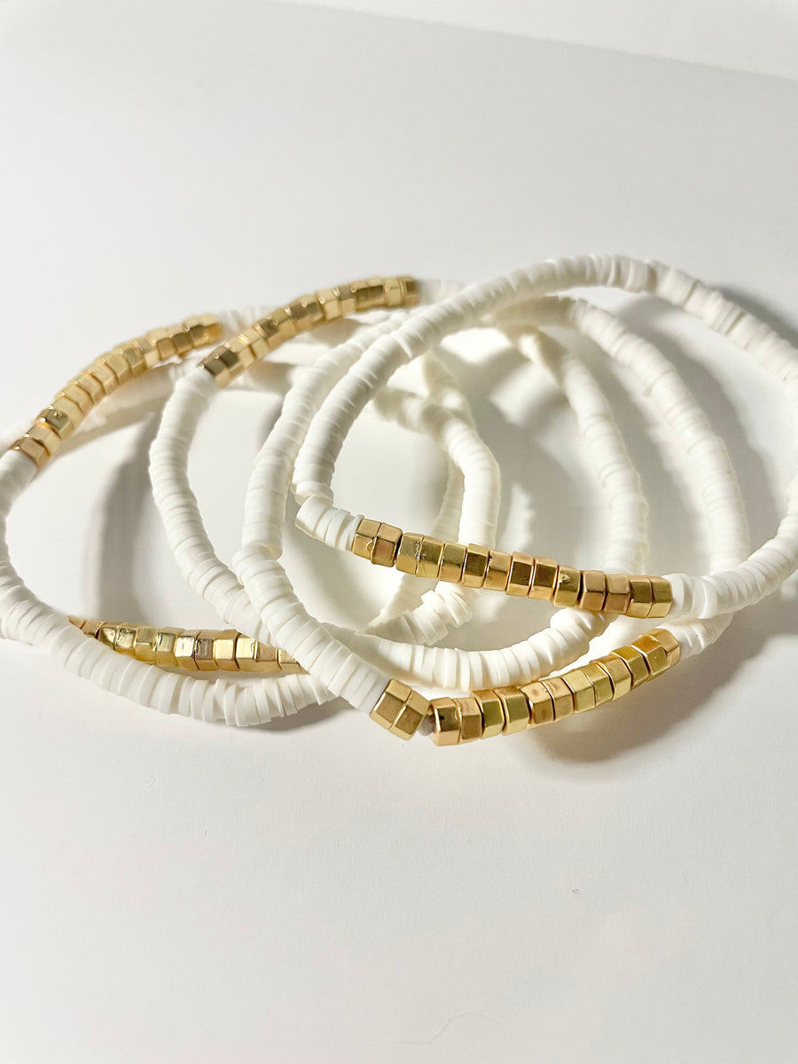 White Beaded Bracelets – Hailey's Stickers